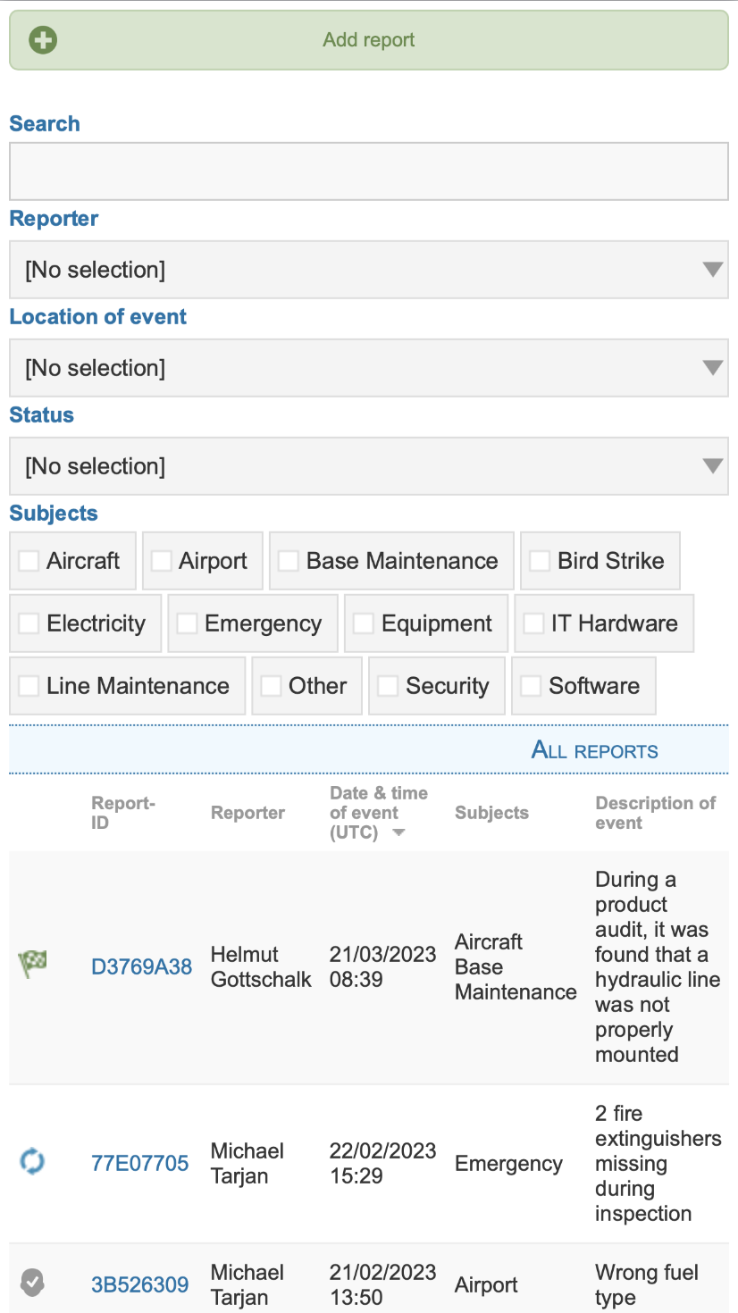 Reporting - AMAS.aero | Aerospace Management System Hub